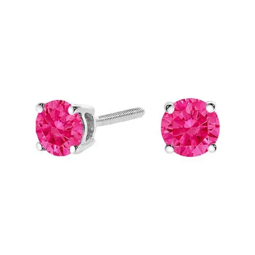 HAUS OF BRILLIANCE 14k White Gold 1.0 Cttw Lab Grown Diamond Stud Earrings - Pink Diamond | White